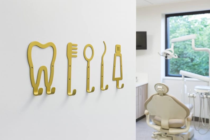 Dentist Coat Hooks Set of 5 Dental Wall Hooks Modern Dental Office ...