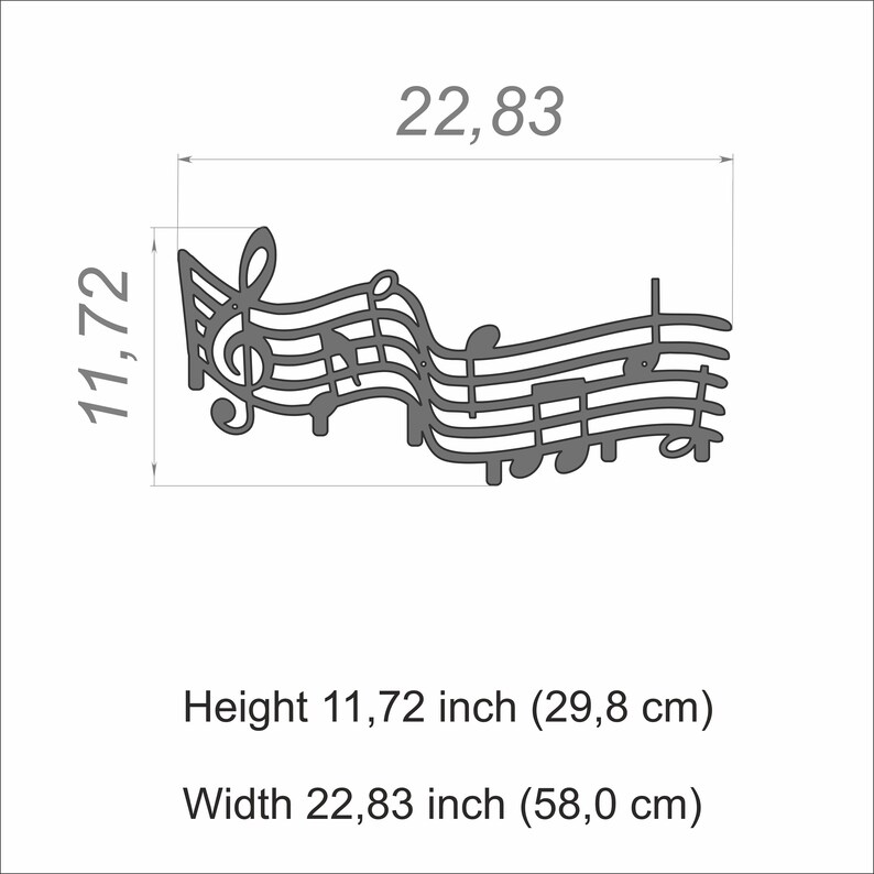 Music Notes Wall Mounted Coat Rack Metal Wall Music Art Wall Rack Hook ...