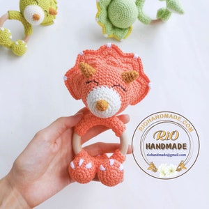 Crochet Triceratops Rattle Baby Crochet Rattle Gift Baby - Etsy