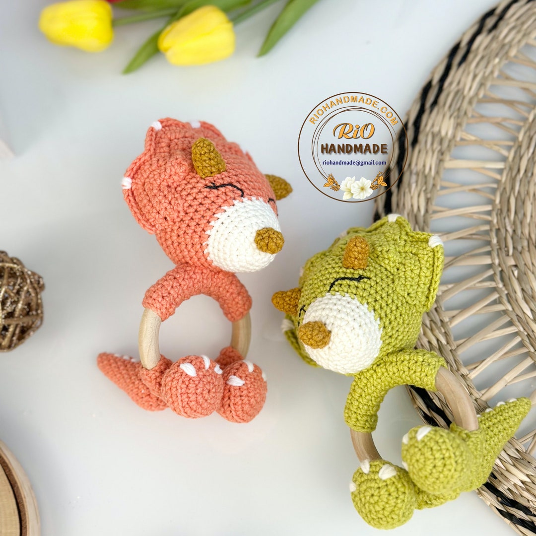 Crochet Triceratops Rattle Baby Crochet Rattle Gift Baby - Etsy