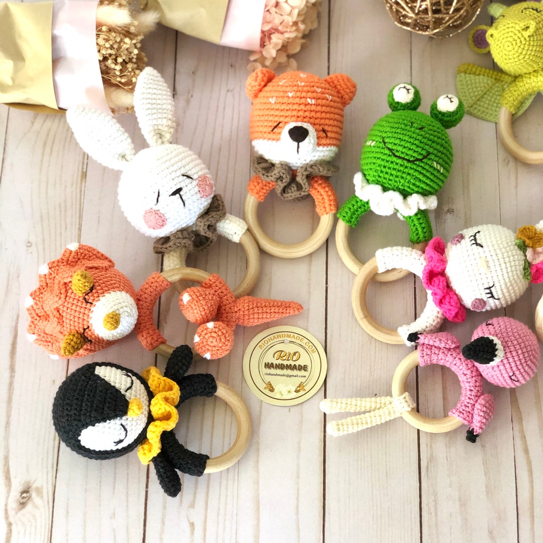 Baby Gift, Animal Newborn Baby Rattle, Baby Crochet Rattle Gift, Toy ...