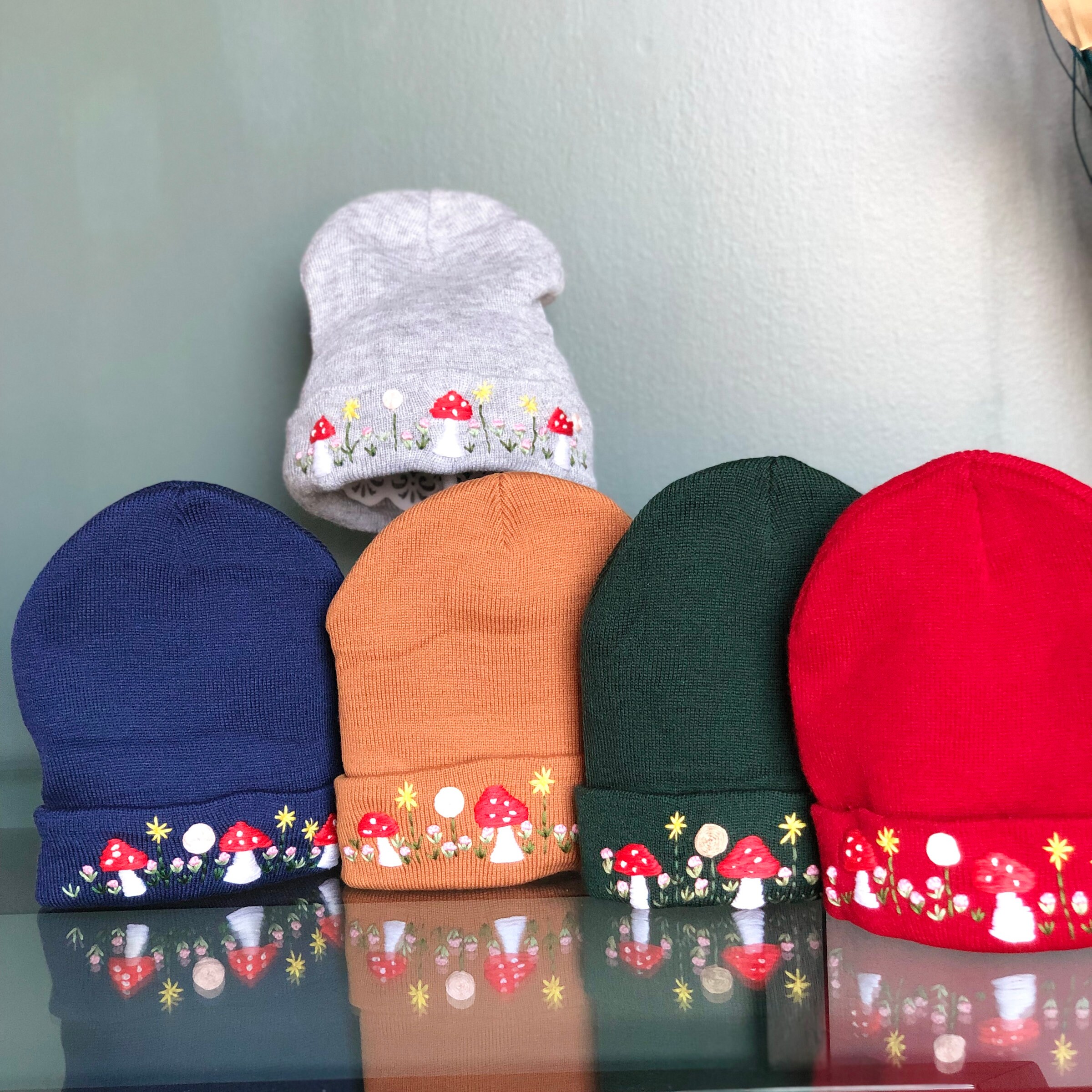 Hand Embroidered Beanie Winter Hat Plant Hat Handmade Hat - Etsy