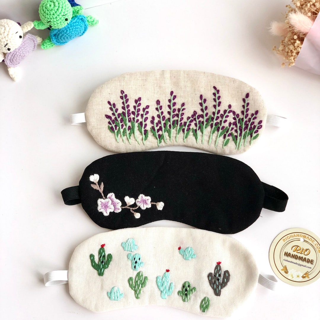 Handmade Embroidery Linen Sleep Mask, Eye Mask, Eye Sleep Mask, Travel ...