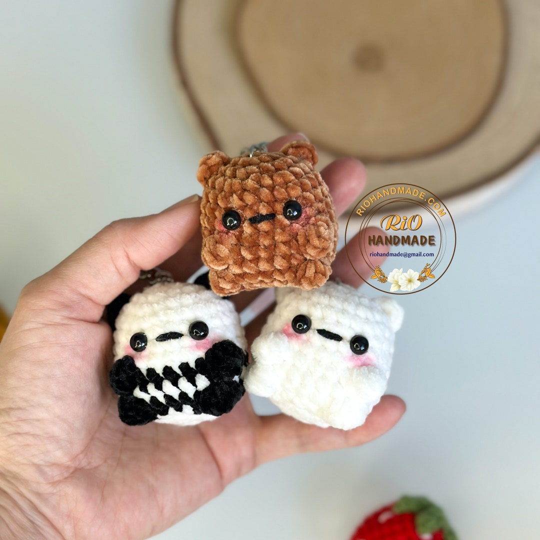Handmade Chunky Bear Crochet Keychain, Cute Bear Keychain, Tiny Crochet ...