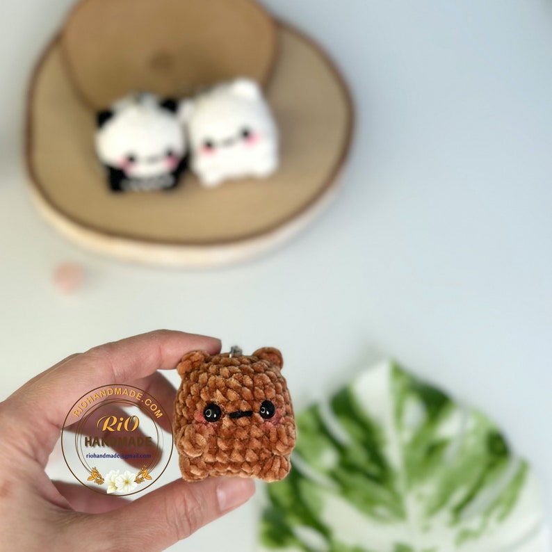 Handmade Chunky Bear Crochet Keychain Cute Bear Keychain - Etsy