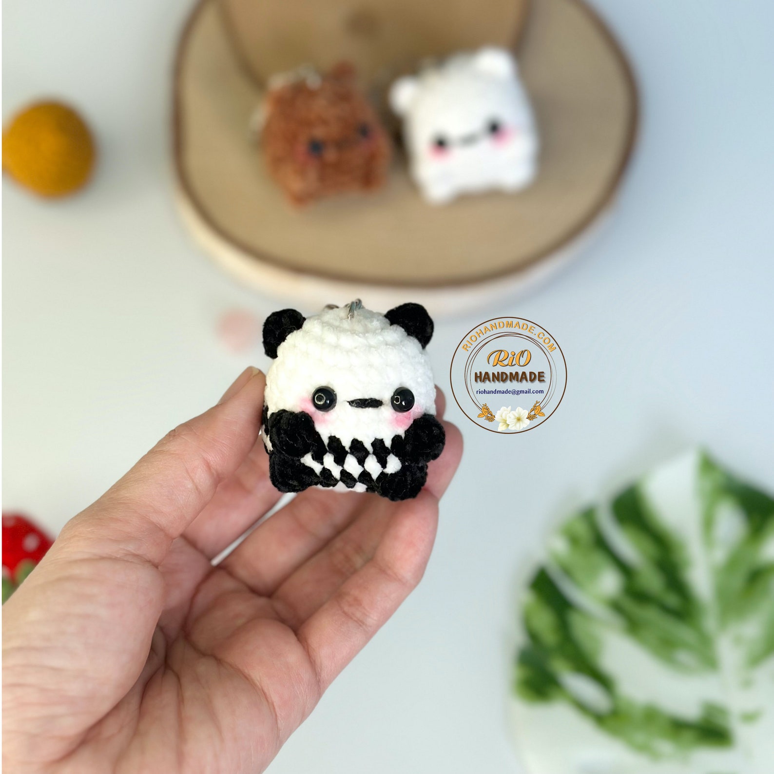 Handmade Chunky Bear Crochet Keychain, Cute Bear Keychain, Tiny Crochet ...