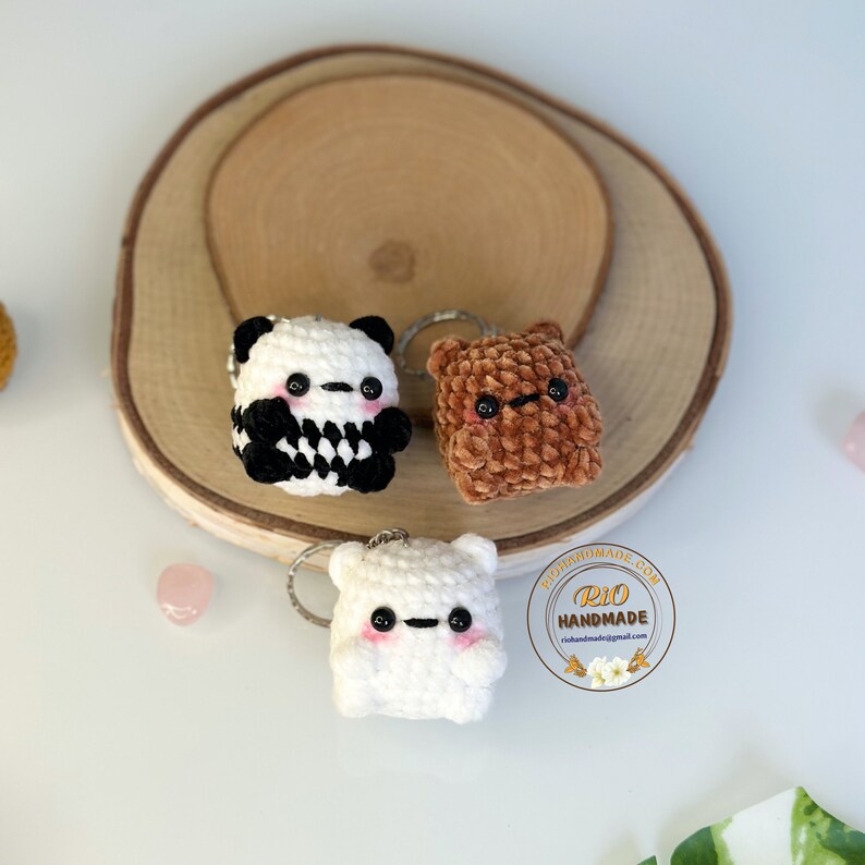 Handmade Chunky Bear Crochet Keychain Cute Bear Keychain - Etsy