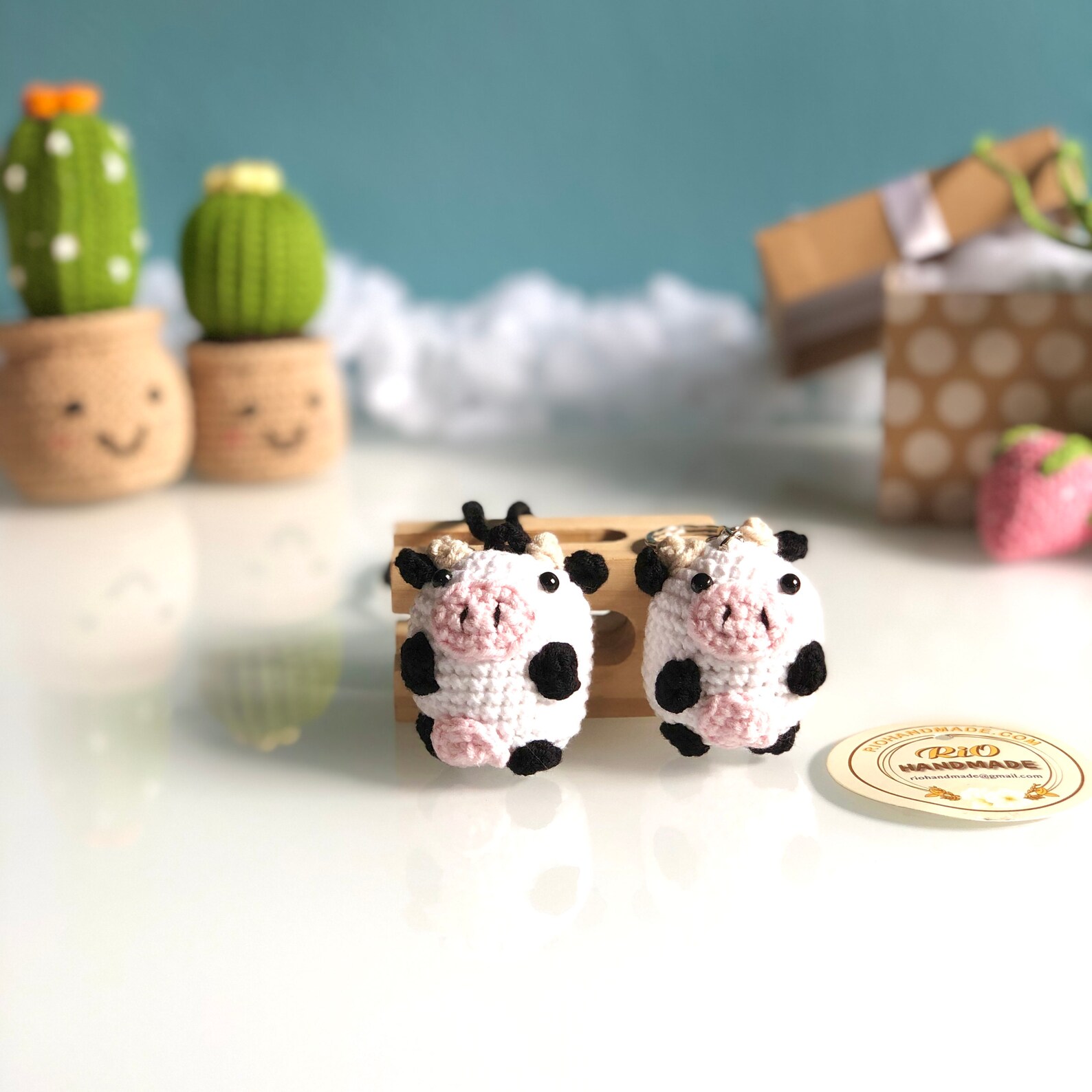 Handmade Keychain Cow Car Rear View Mirror Hanging Cow - Etsy