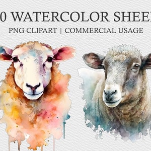 10 Sheep Watercolor Clipart Files, Lamb Clipart, Sheeps Bundle PNG ...