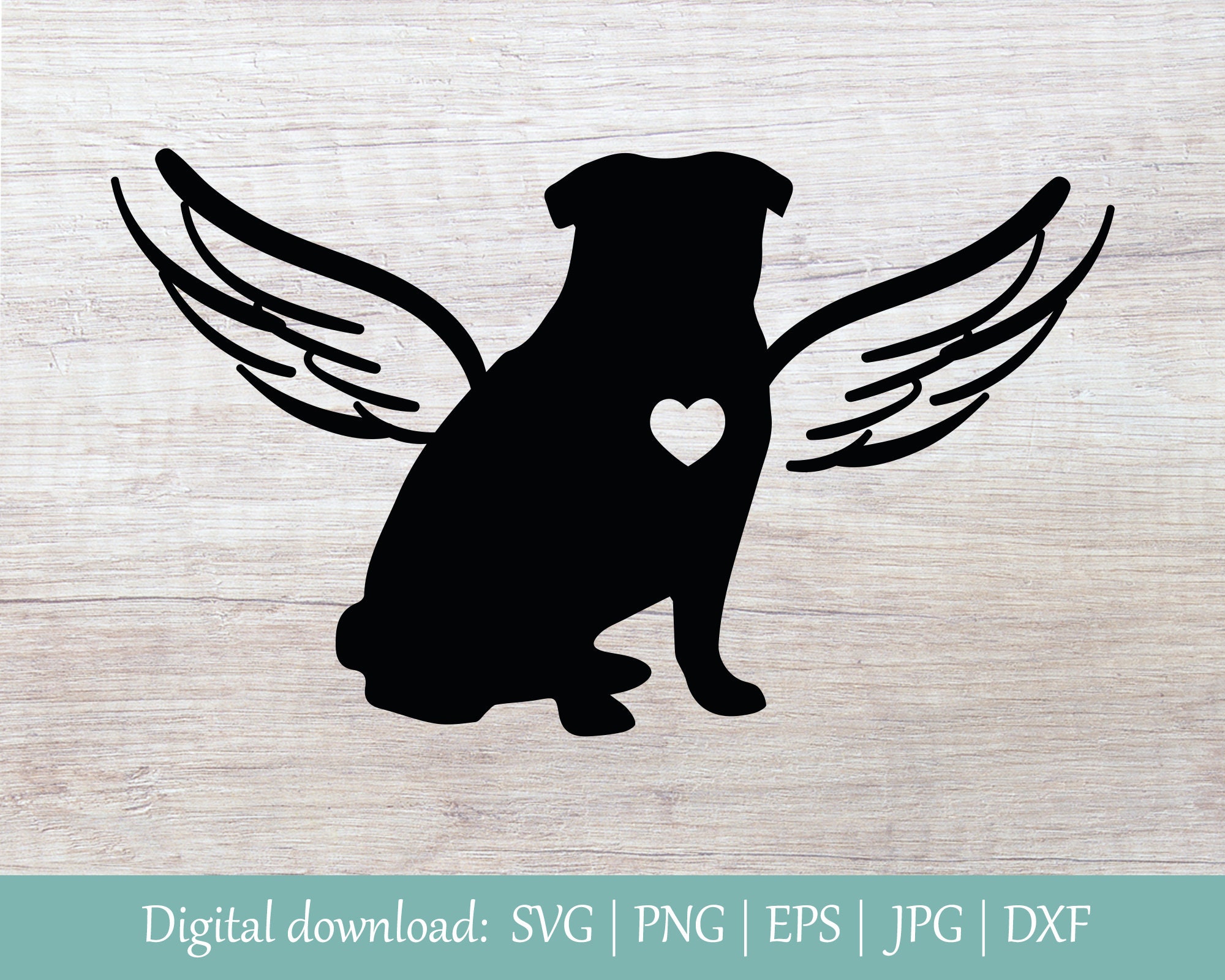 Pet Pug Memorial SVG | Angel Wings SVG | Dog Loss Svg | Dog Svg | Pet ...