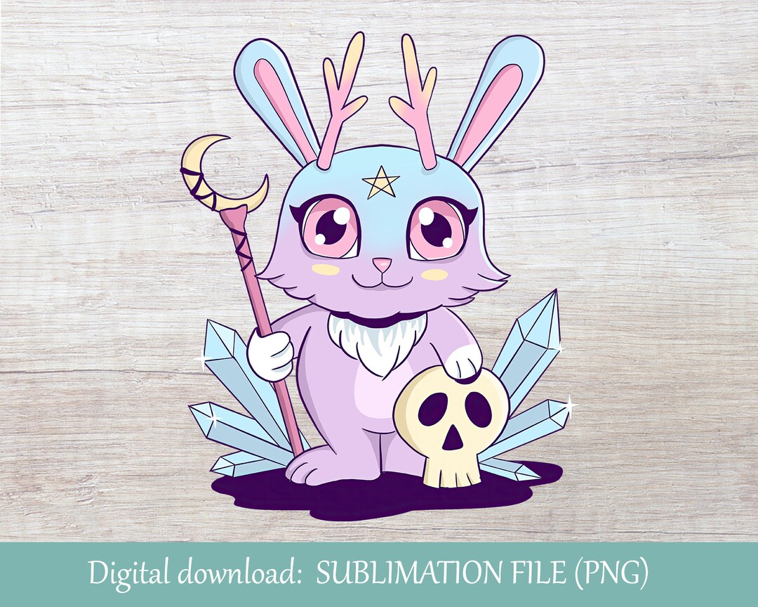 Pastel Goth Jackalope Bunny | PNG Sublimation File | Cute Jackalope Wicca | Pastel Goth Clipart ...