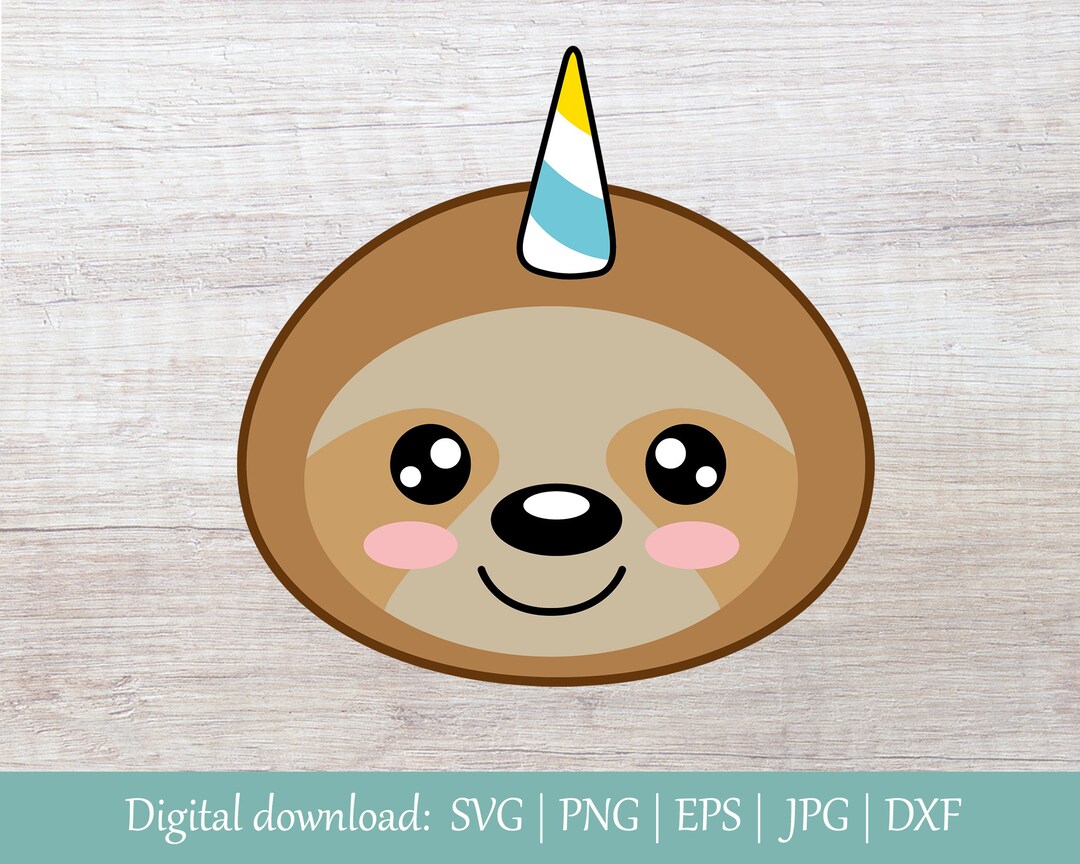 SVG Cut File | Cute Kawaii Slothicorn | Cartoon Sloth | Sloth Clipart ...
