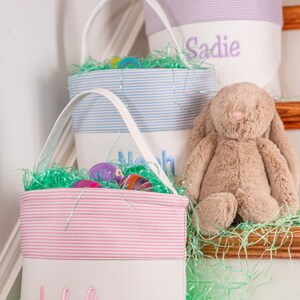 Embroidered Canvas Seersucker Easter Baskets / Personalized Basket for ...