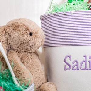 Embroidered Canvas Seersucker Easter Baskets / Personalized Basket for ...