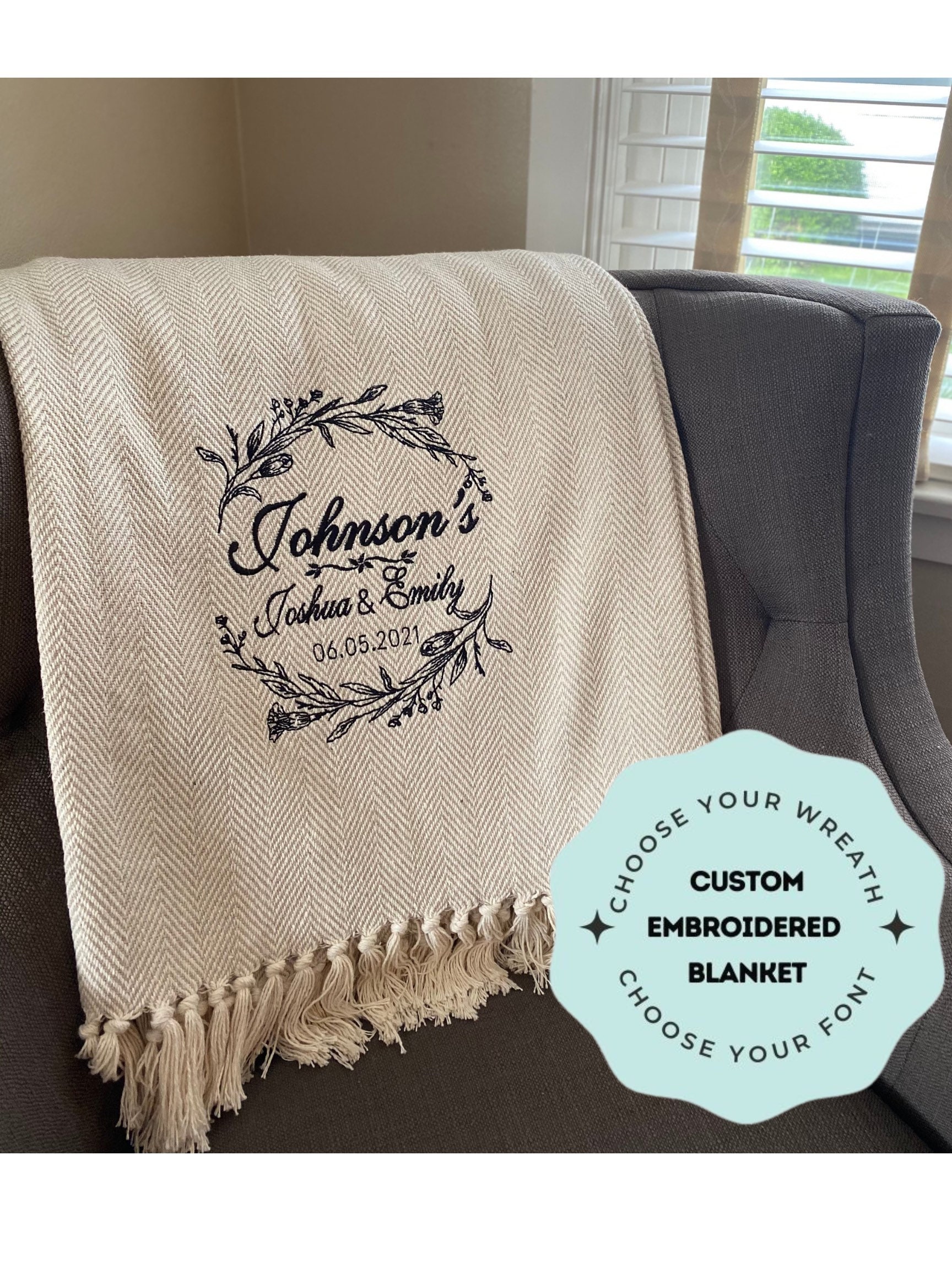 Personalized Embroidered Throw Blanket