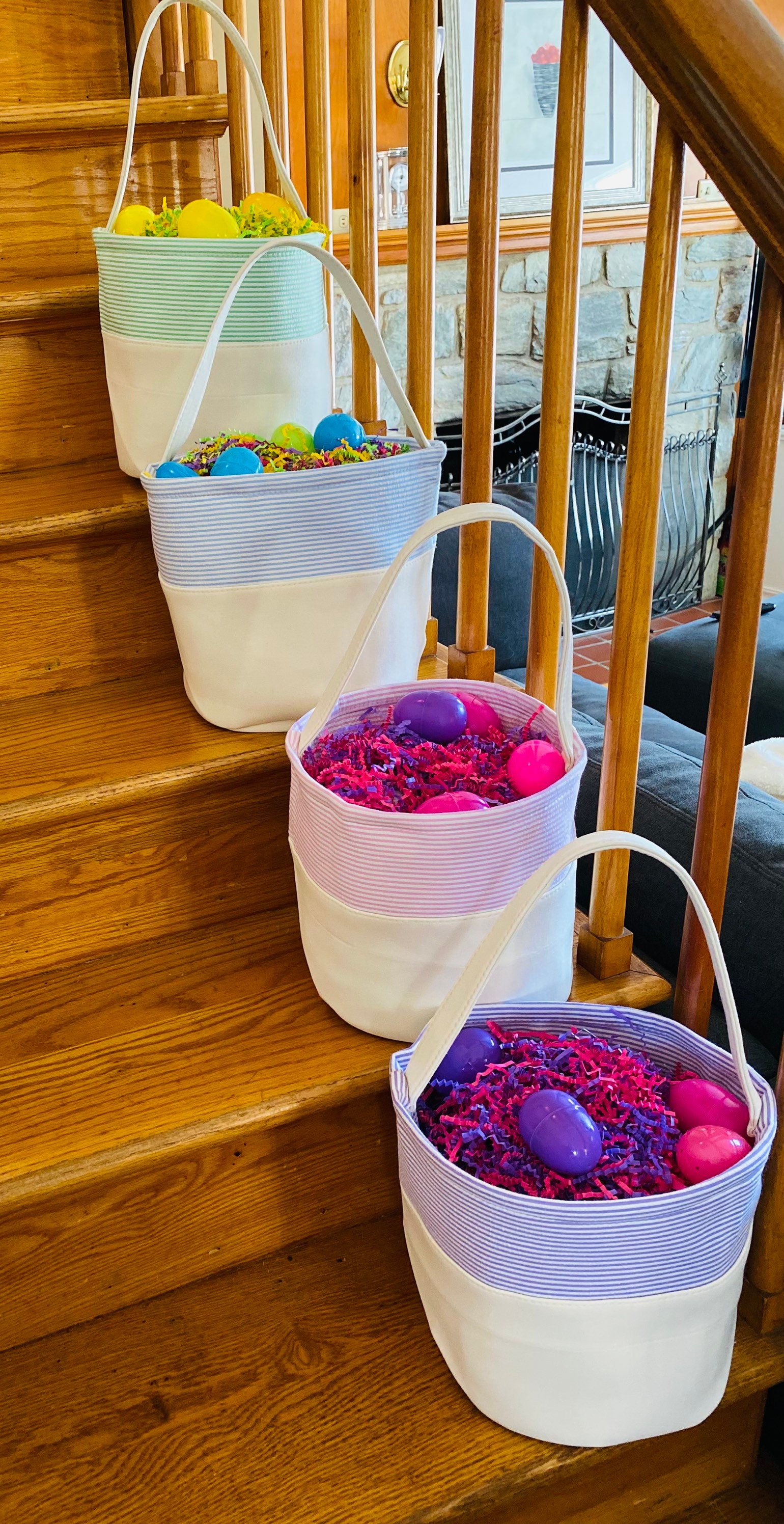 Embroidered Canvas Seersucker Easter Baskets / Personalized - Etsy