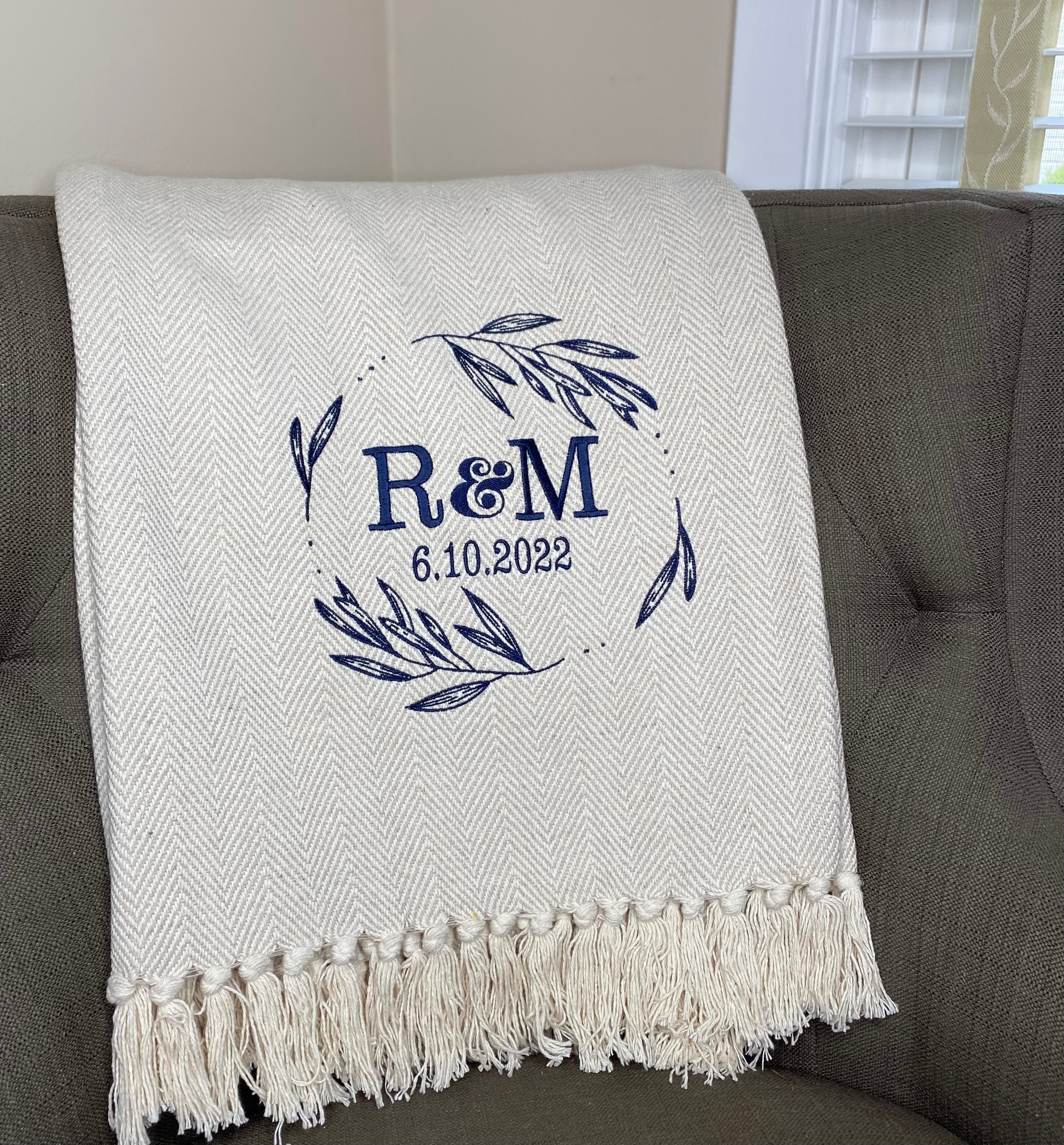 Custom Embroidered Wedding Blanket With Initials/wedding - Etsy
