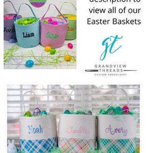 Embroidered Canvas Seersucker Easter Baskets / Personalized Basket for ...