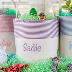 Embroidered Canvas Seersucker Easter Baskets / Personalized Basket for ...