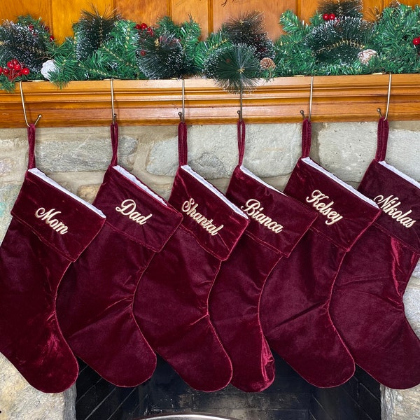 Embroidered Velvet Stocking - Etsy