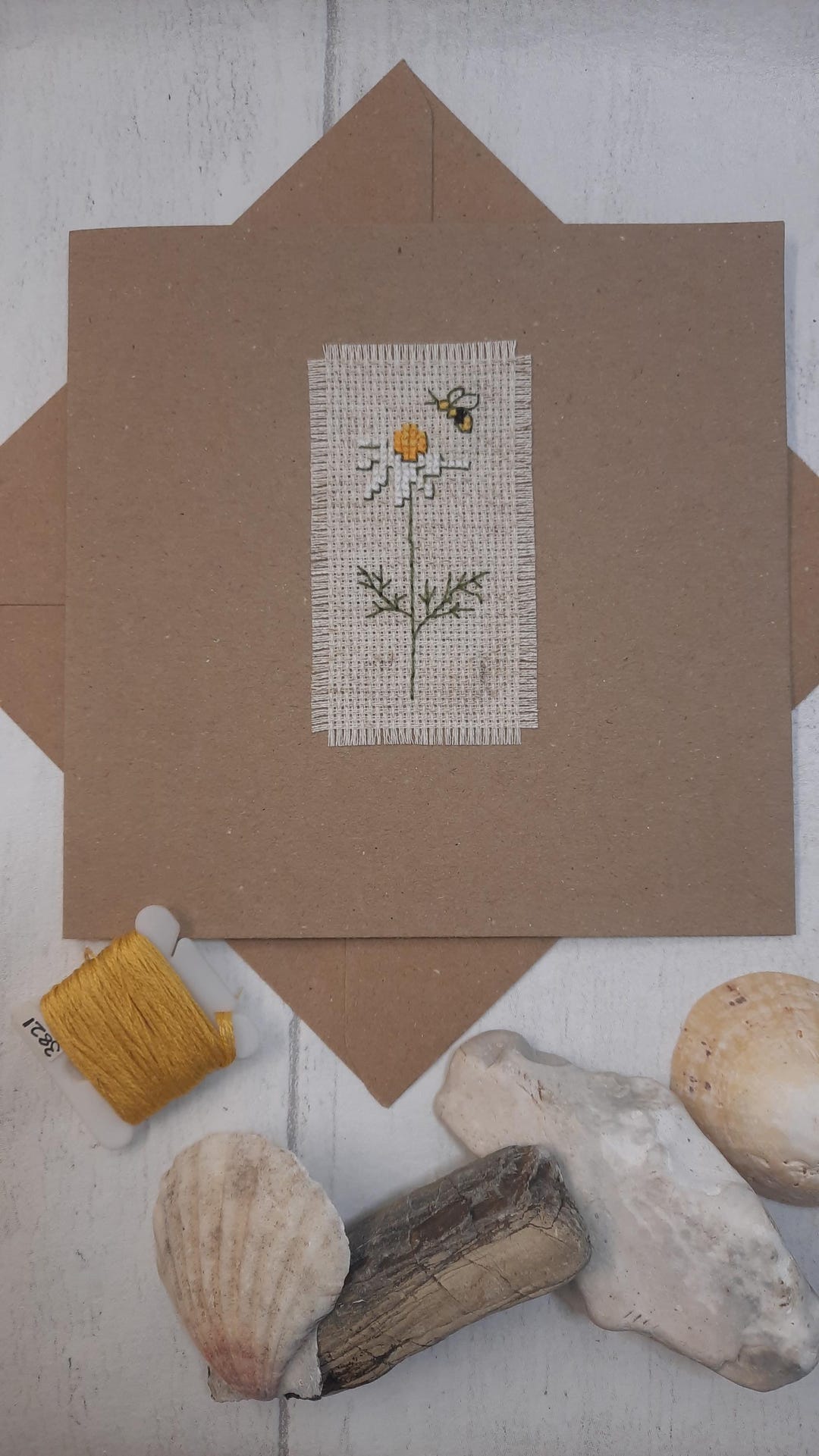 Hand Stitched Daisy Card: 6x6 Blank Card - Etsy