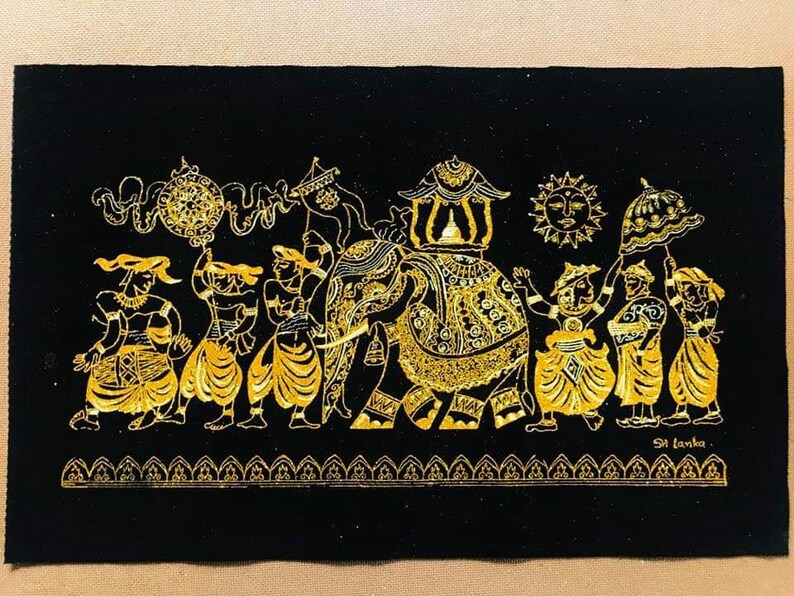 Lord Gautama Buddha's Velvet Fabric Sri Lankan Traditional Arts Oil ...