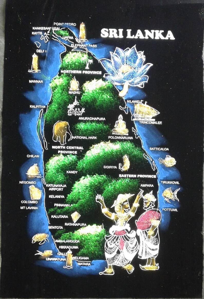 Lord Gautama Buddha's Velvet Fabric Sri Lankan Traditional Arts Oil ...