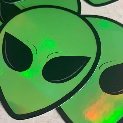 Alien Head Holographic Sticker Extraterrestrial Alien Life - Etsy