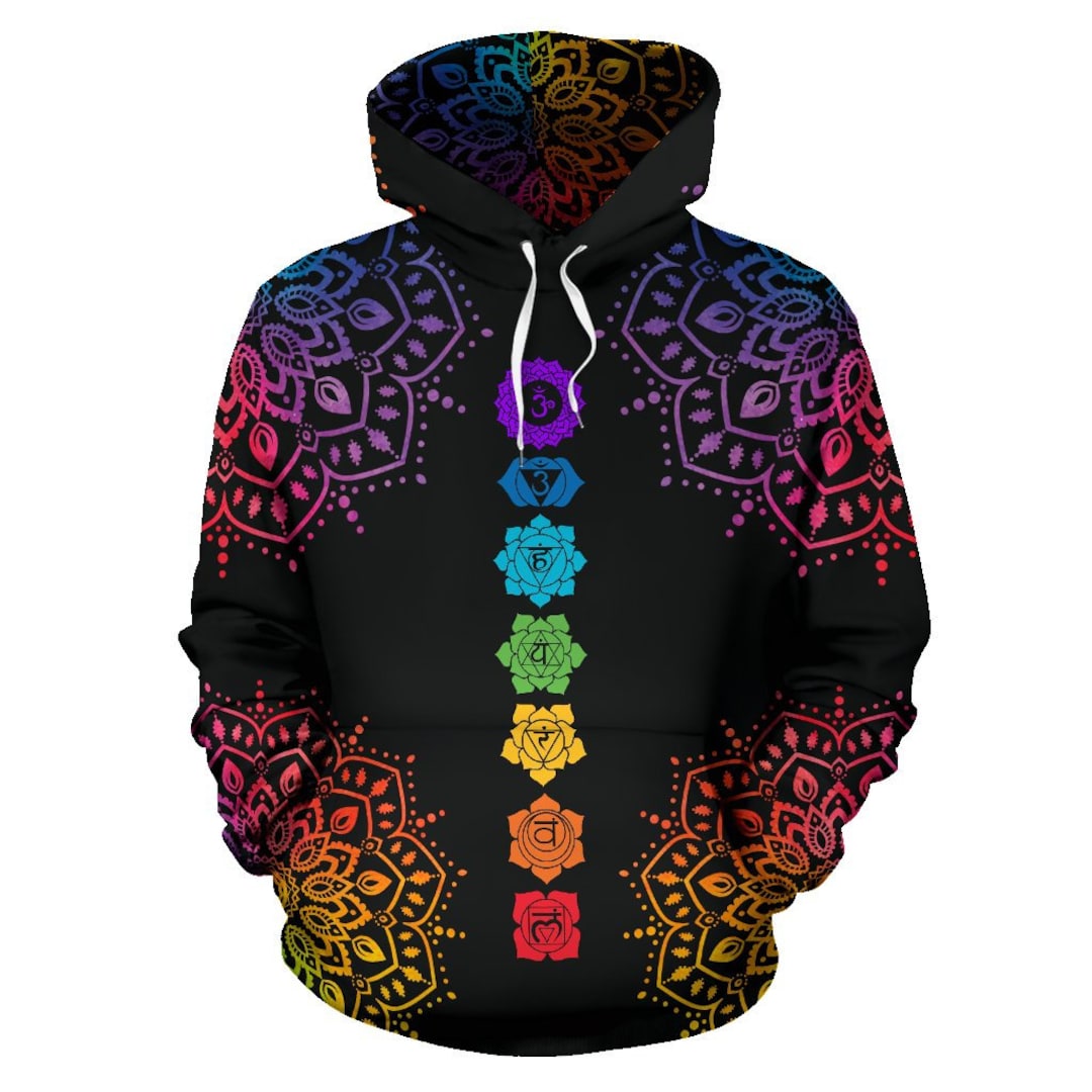 7 Chakras Mandala Pullover Hoodie Namaste Spiritual Sweatshirt, Warmup ...