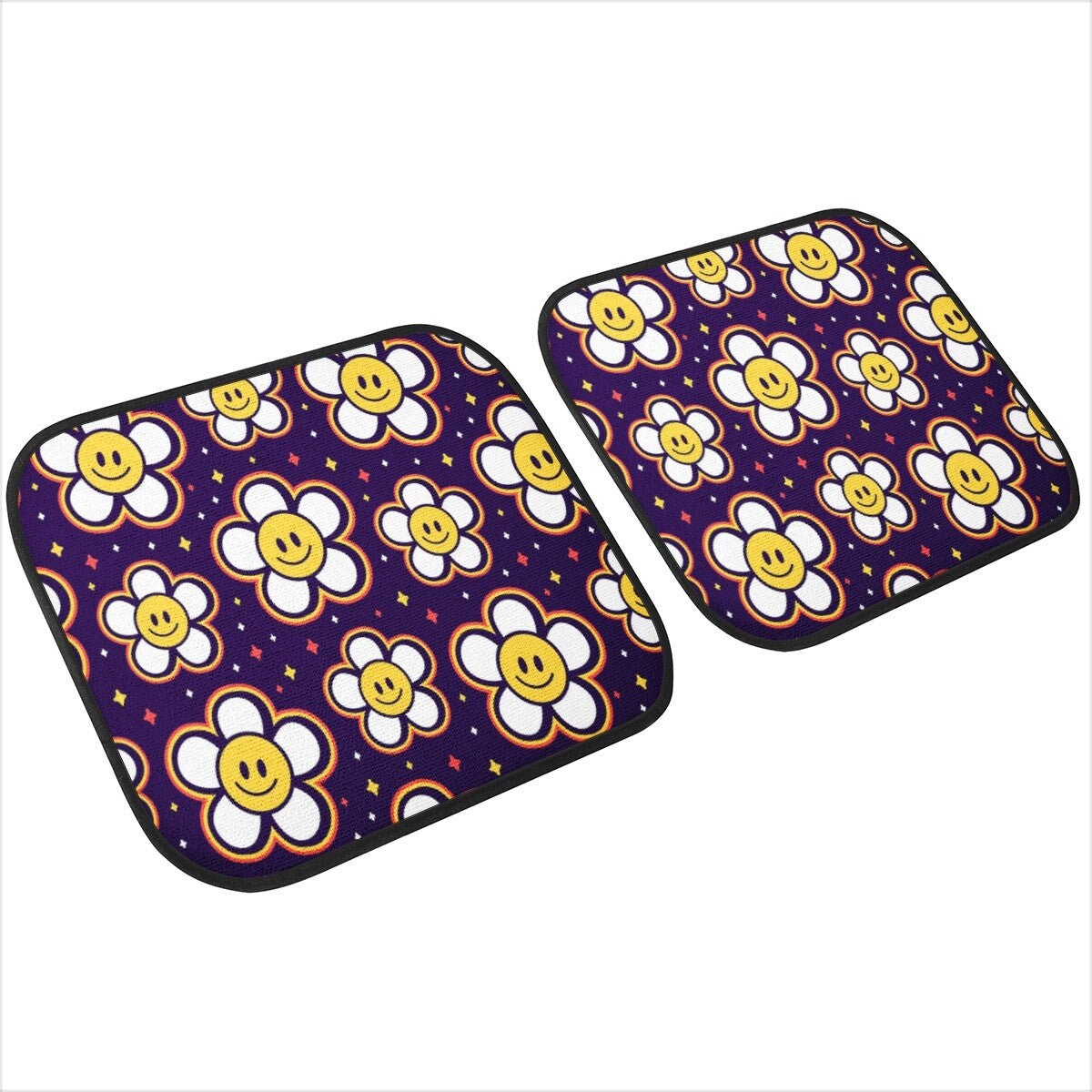 Smiley Face Emoji Flower Car Floor Mats Groovy Hippie Car - Etsy