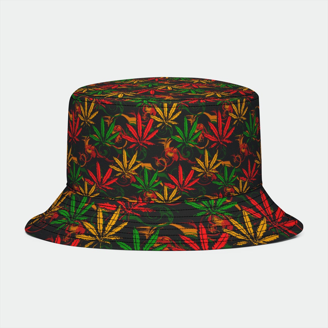 Rasta Ganja Bucket Hat Jamaican Marijuana Weed Accessory, 420 Festival ...