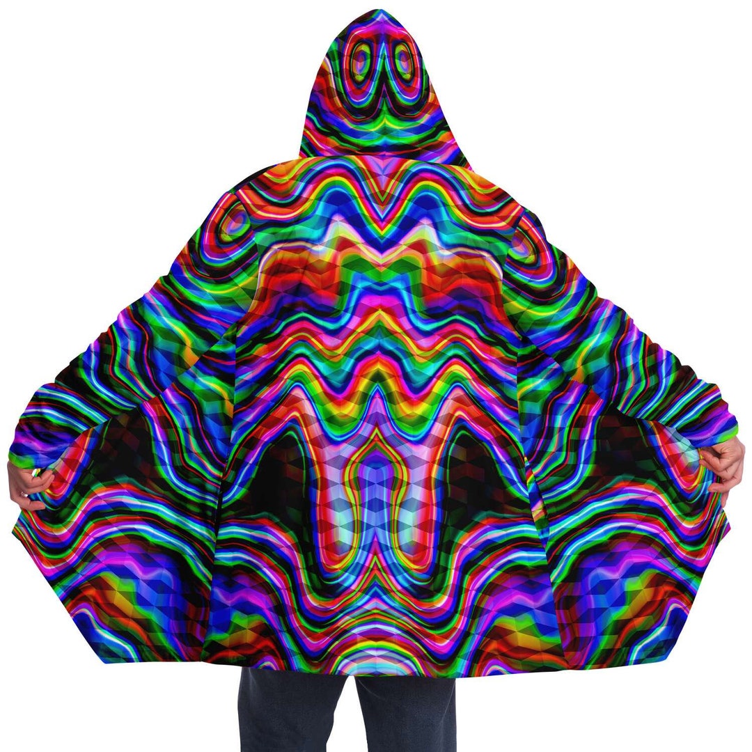 Euphoric Rave Cloak With Hood Psychedelic Dope Rave Cape - Etsy