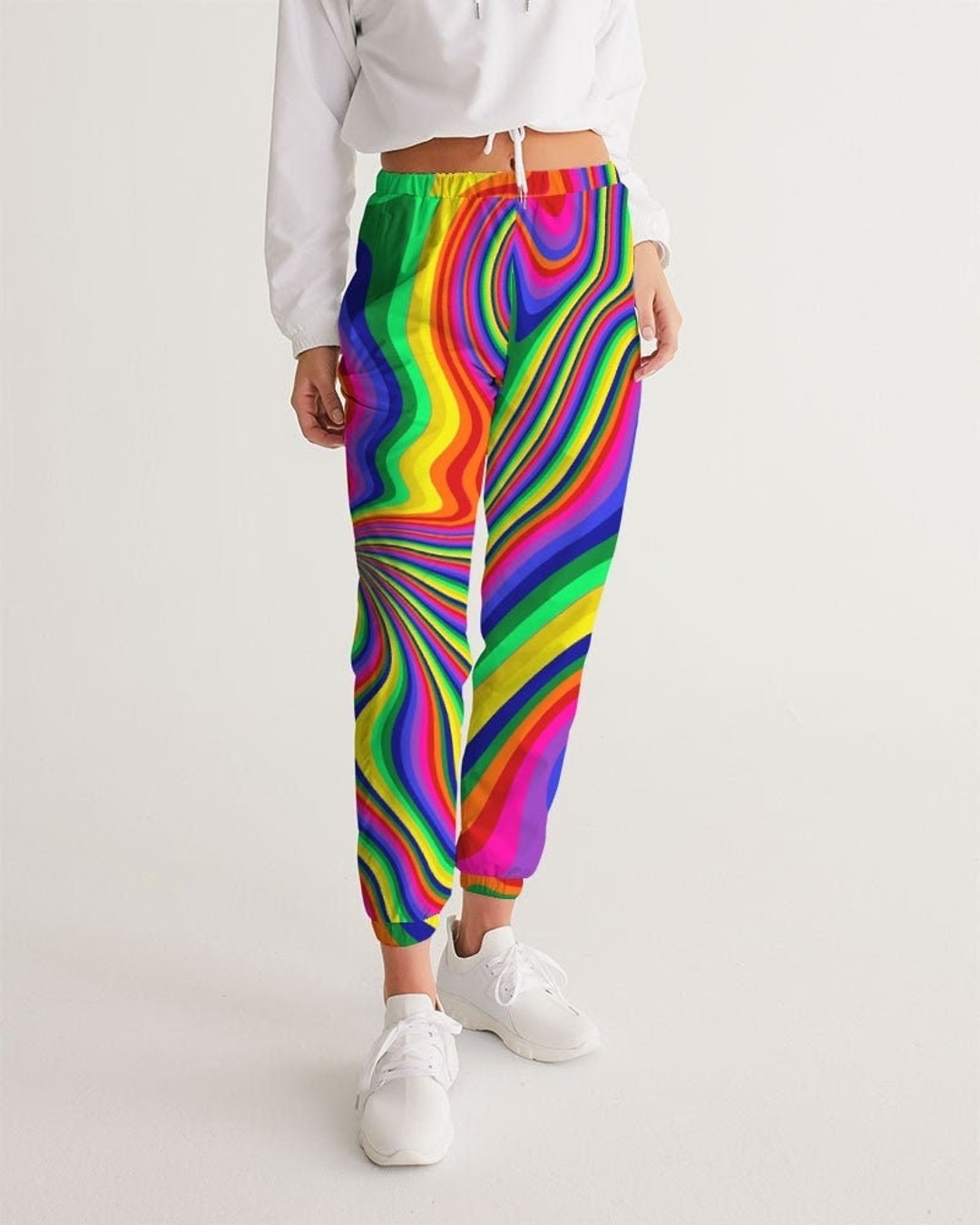Neon Pour Rainbow Swirl Women's Track Pants Crazy Rave Outfit, Trippy ...