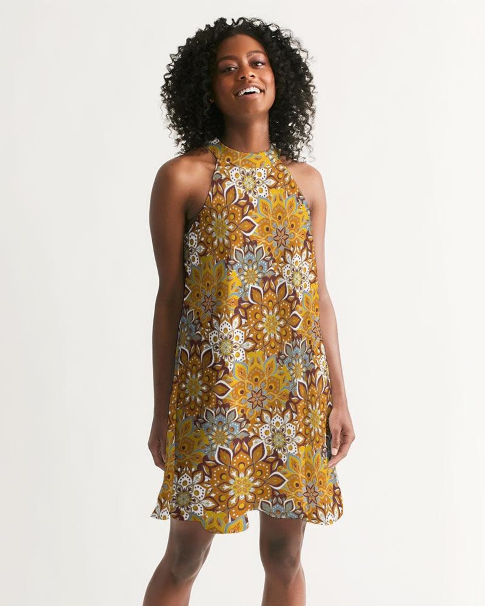 Retro Mandala Women's Halter Dress Elegant Sleeveless | Etsy