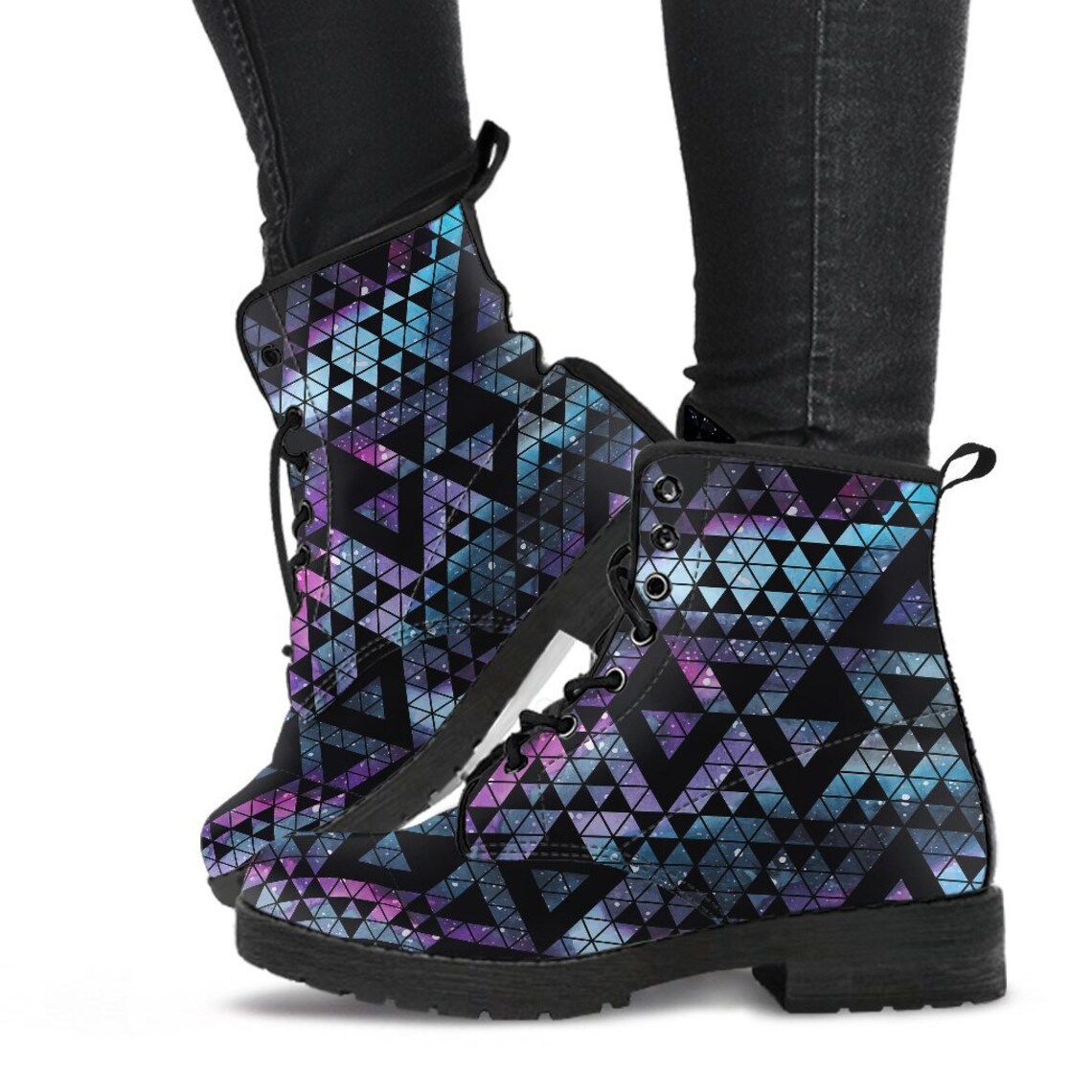 Geometric Nebula Leather Boots Alternative Vegan Friendly - Etsy