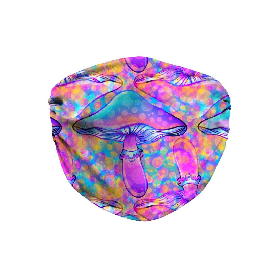 Dreamy Psychedelic Mushroom Print Face Mask Filter, Trippy Shrooms ...