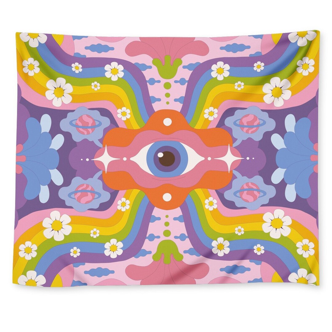 Groovy Hippie Retro Psychedelic Eye Wall Tapestry 60s, 70s, 80s Good ...