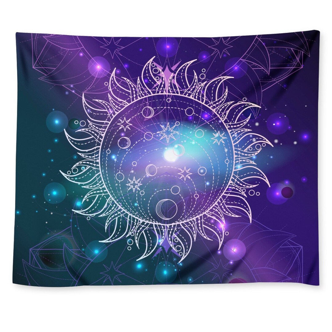 Sacred Sun Celestial Wall Tapestry Mystical Stars Moon, Metaphysical ...