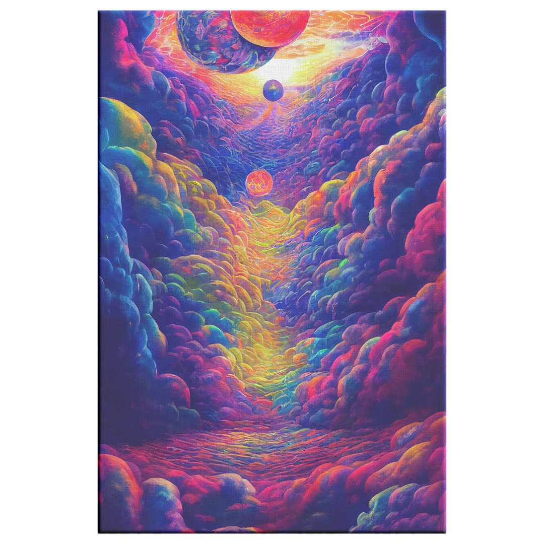 Up in the Clouds Canvas Wall Art Trippy Sky Poster, Psychedelic Journey ...