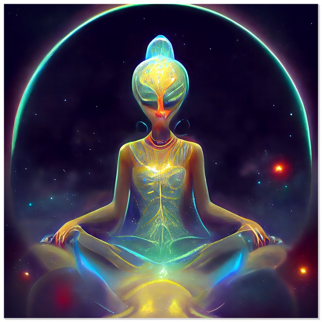 Goddess Alien Meditation Healing in Space Acrylic Print Yoga - Etsy