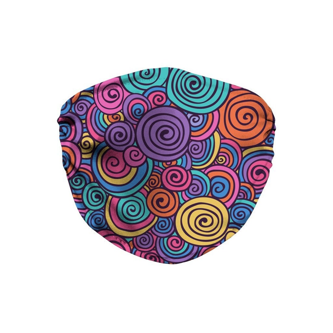 Hippie 70s Funky Face Mask Filter Colorful Swirls Facemask - Etsy