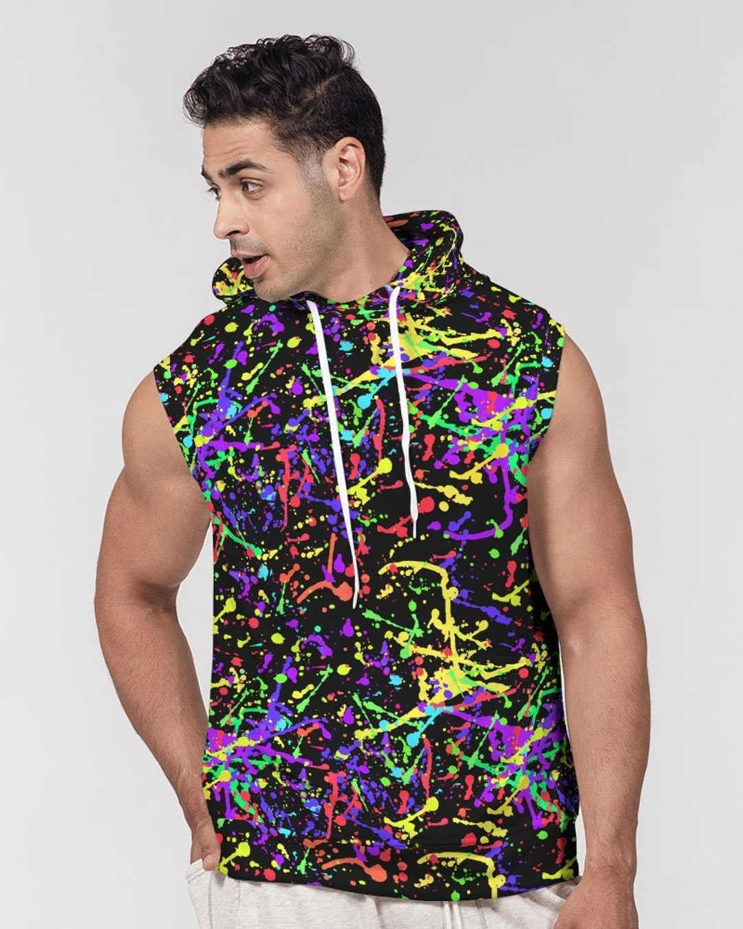 Trippy Paint Splatter Men's Premium Heavyweight Sleeveless - Etsy