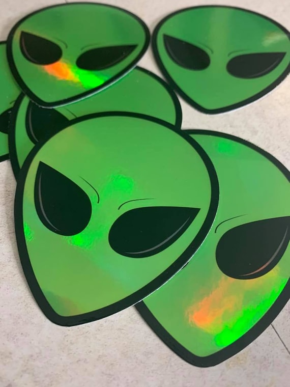 Alien Head Holographic Sticker Extraterrestrial Alien Life - Etsy