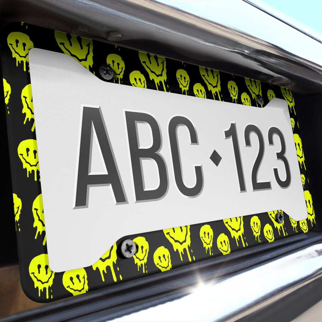 Drippy Melting Smiley Faces License Plate Frame Psychedelic - Etsy