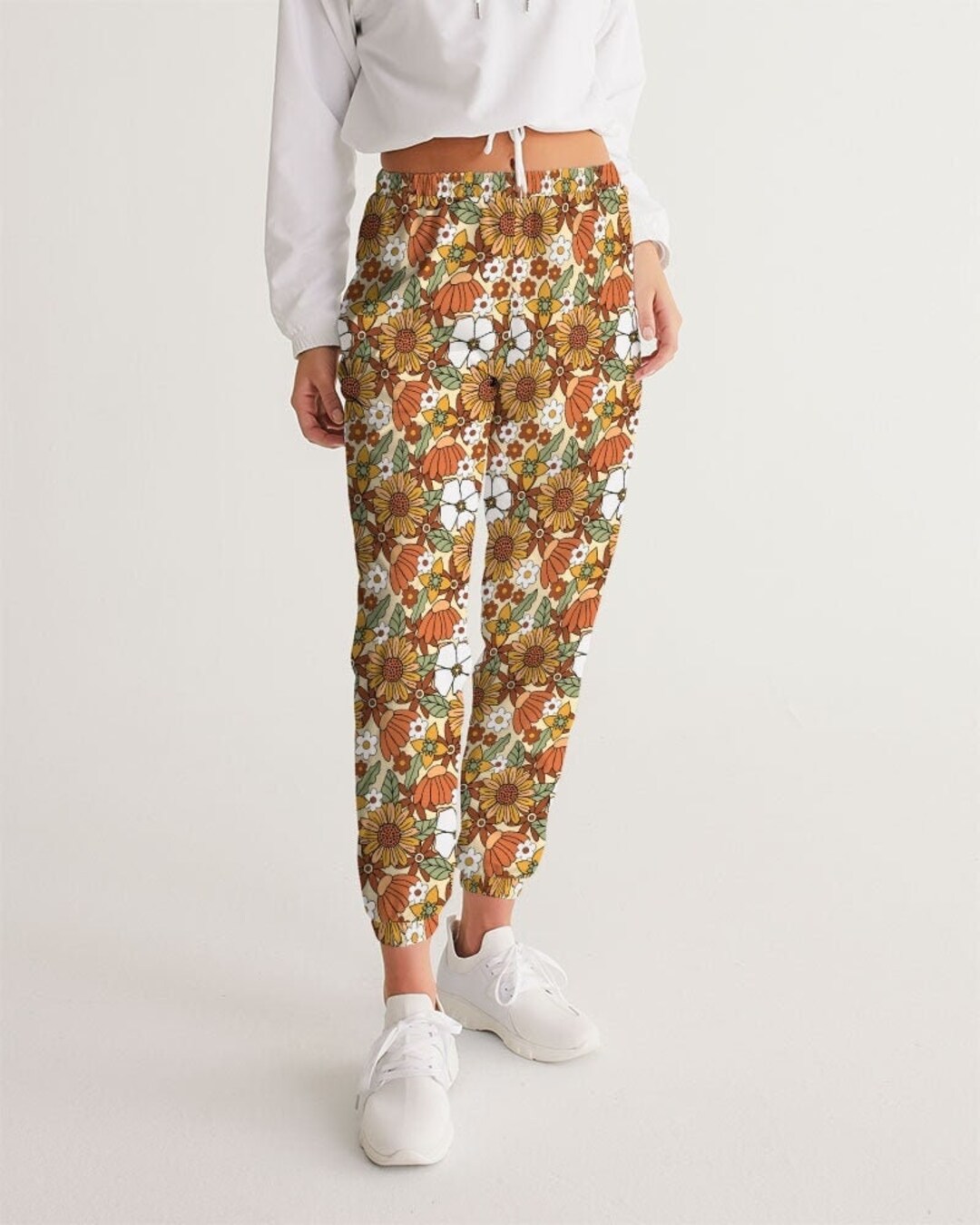 Retro Flower Power Women's Track Pants Floral Clothing, Vintage Jogging ...