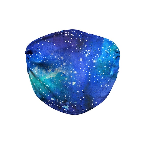 Blue Space Abstract Face Mask Filter Celestial Watercolor | Etsy