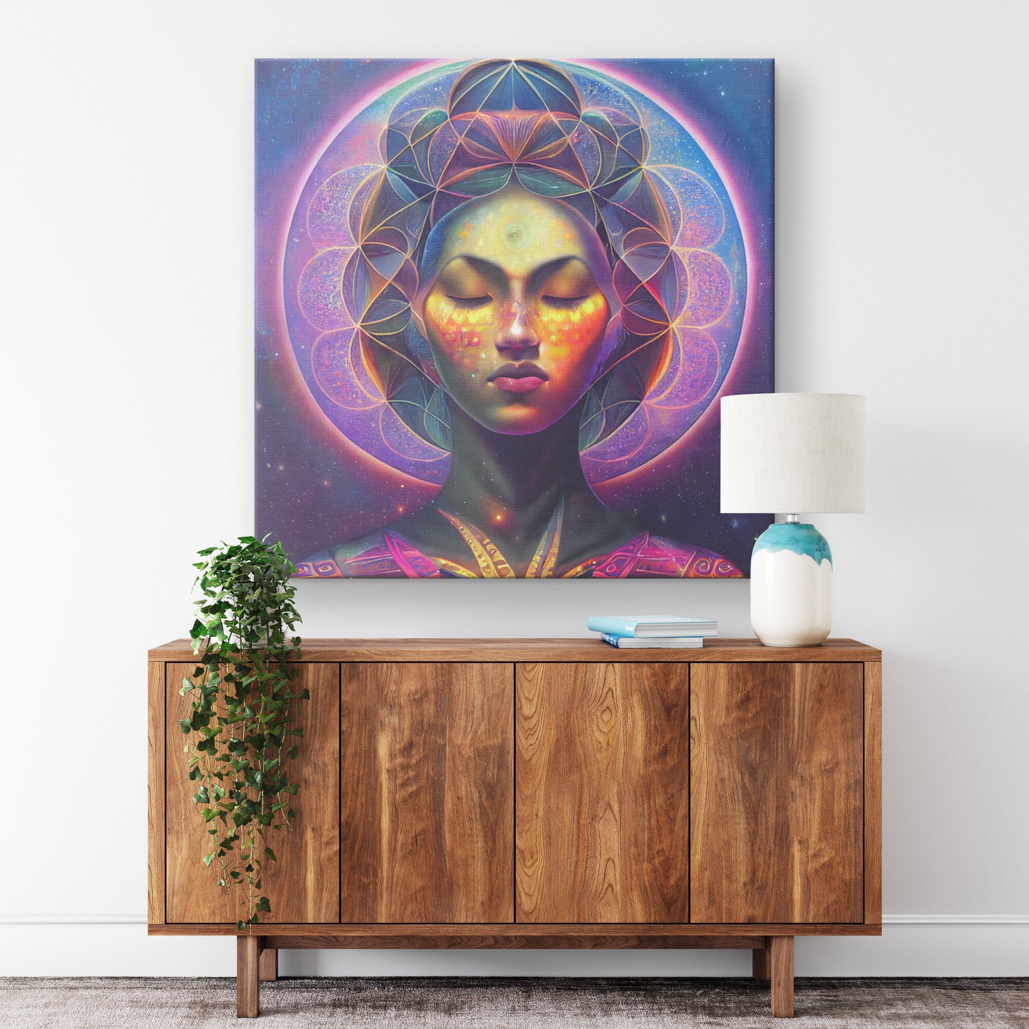 Cosmic Female Visionary Canvas Wall Art Spiritual Awakening - Etsy