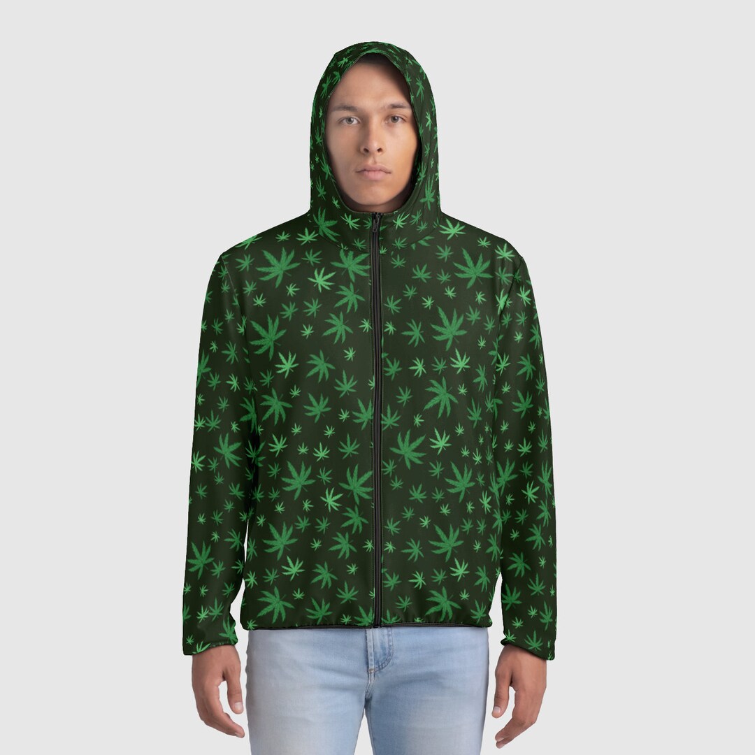 Kush Weed Stoner Men's Windbreaker Dispensary Marijuana Jacket Green ...