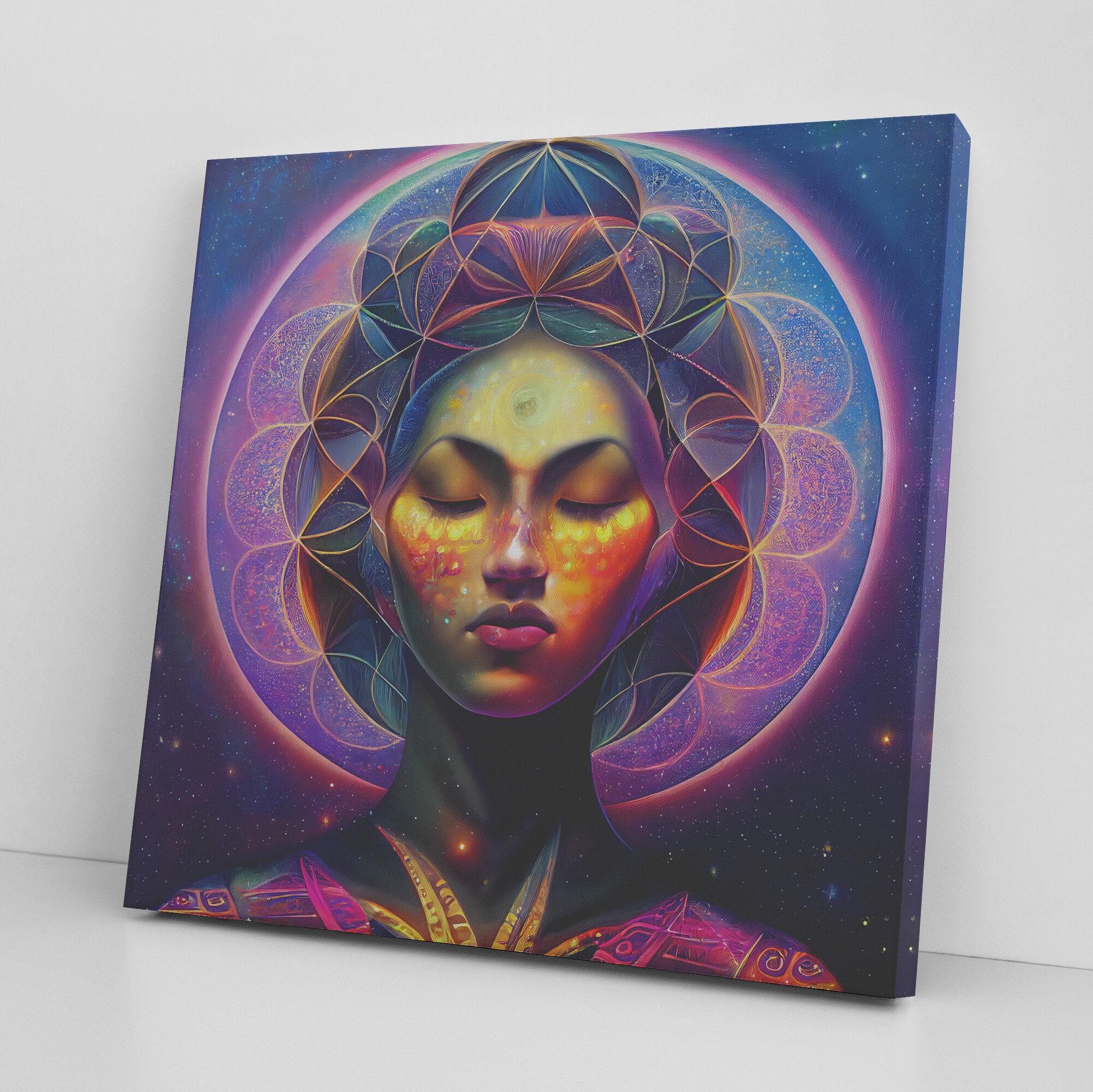 Cosmic Female Visionary Canvas Wall Art Spiritual Awakening - Etsy