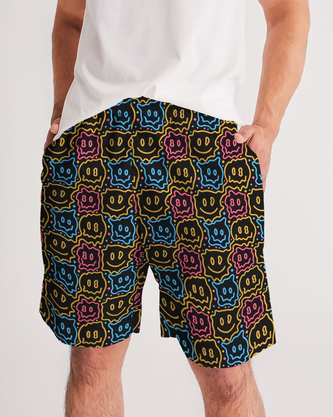 Drippy Smiley Faces Men's Jogger Shorts Male Rave - Etsy